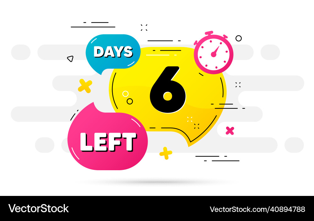 Six days left icon 6 days to go Royalty Free Vector Image