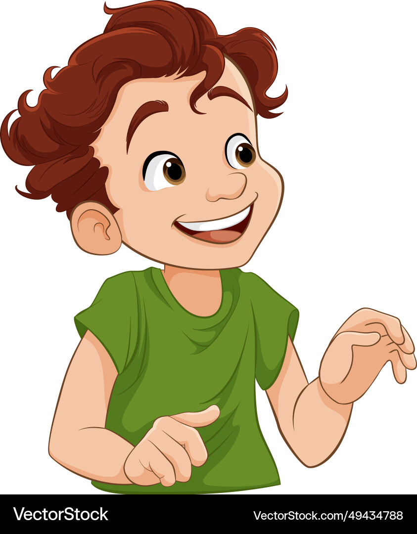 Smiling half-body cartoon boy character Royalty Free Vector