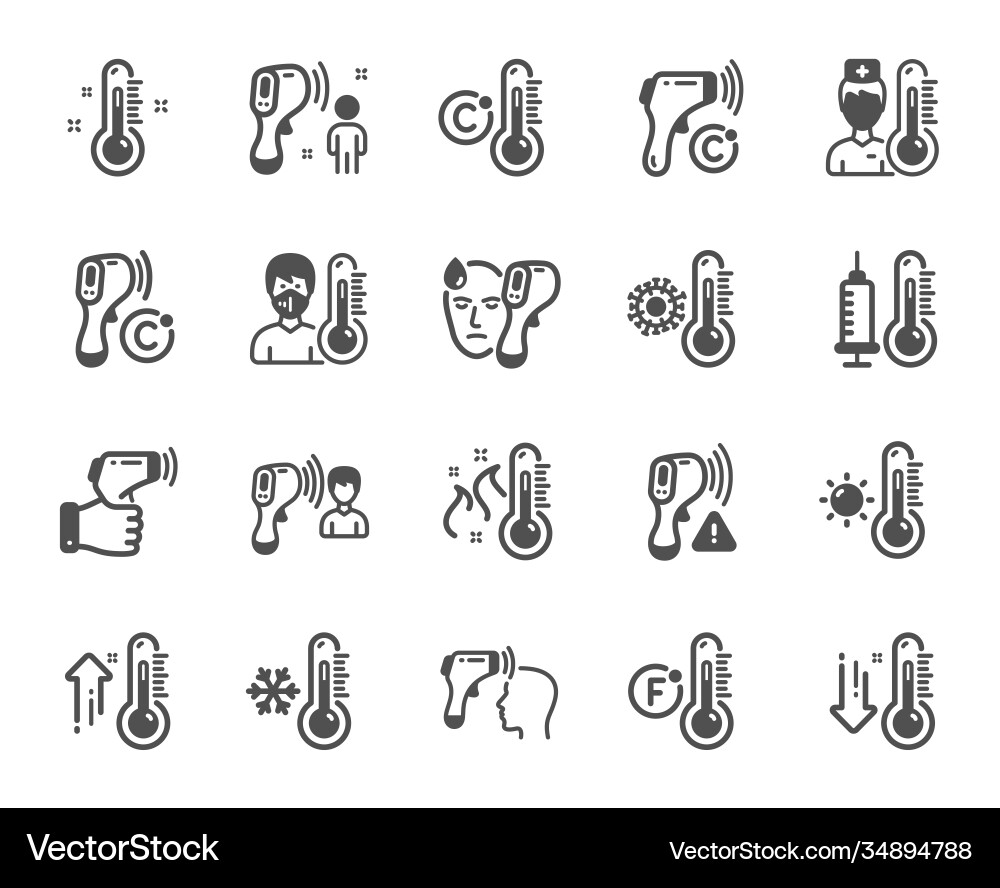 Temperature icons thermometer check body Vector Image