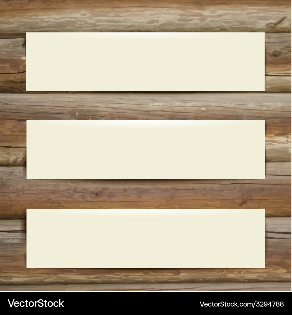 Template white banner on the wooden table Vector Image