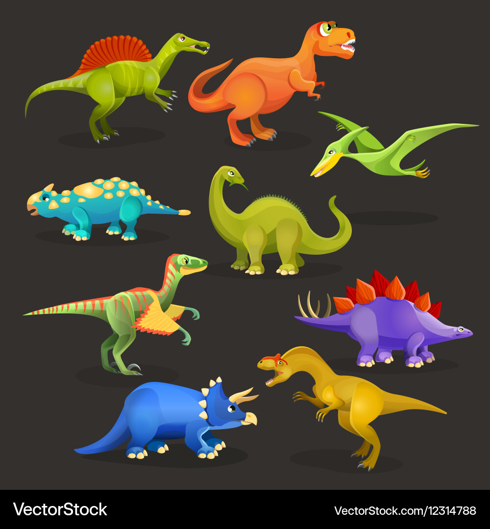 Various dinosaurs set jurassic period funny Vector Image