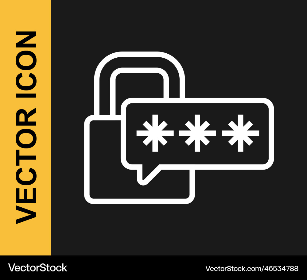 White line cyber security icon isolated on black Vector Image