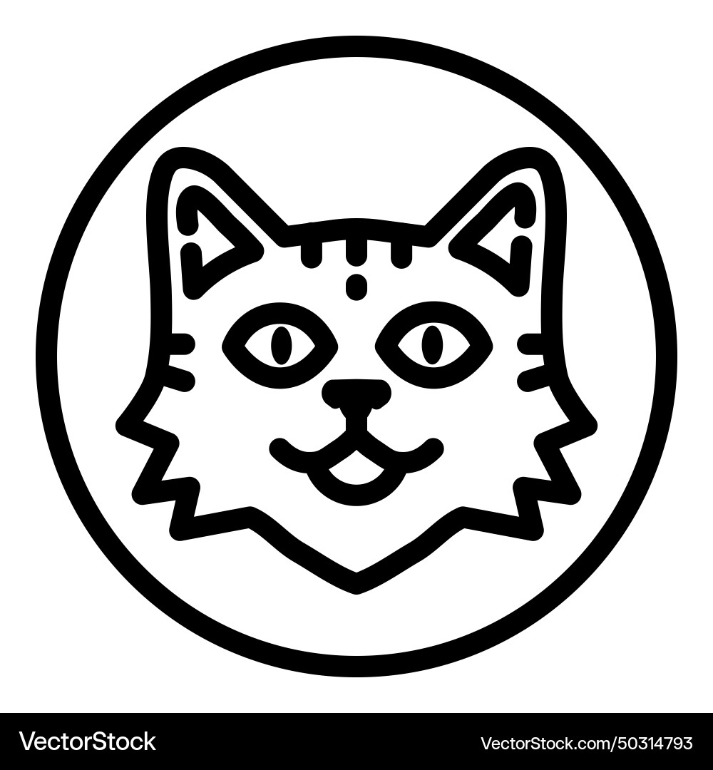 Cat face flat icon isolated on white background Vector Image