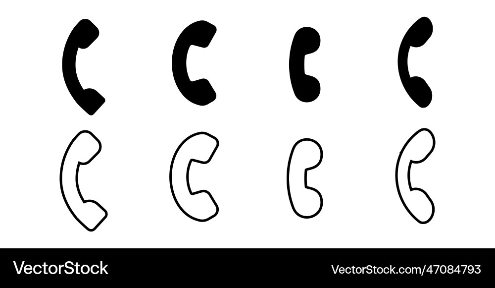 Cell phone call icon silhouette and line Vector Image