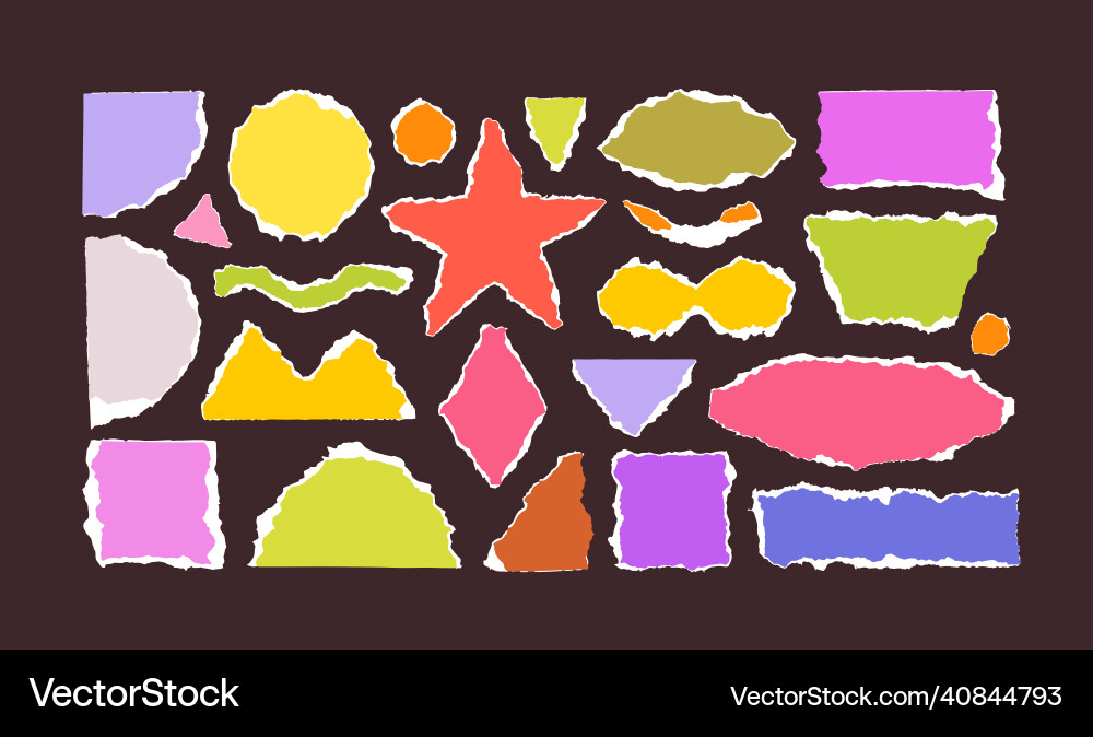 Colored torn geometric shapes set of torn Vector Image