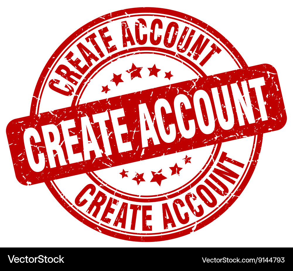 Create account red grunge round vintage rubber Vector Image