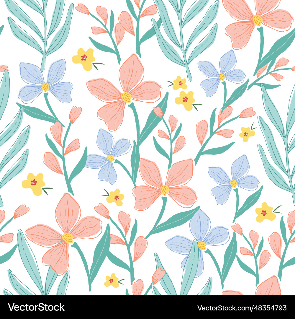 Cute flower abstract hand drawn seamless pa Vector Image
