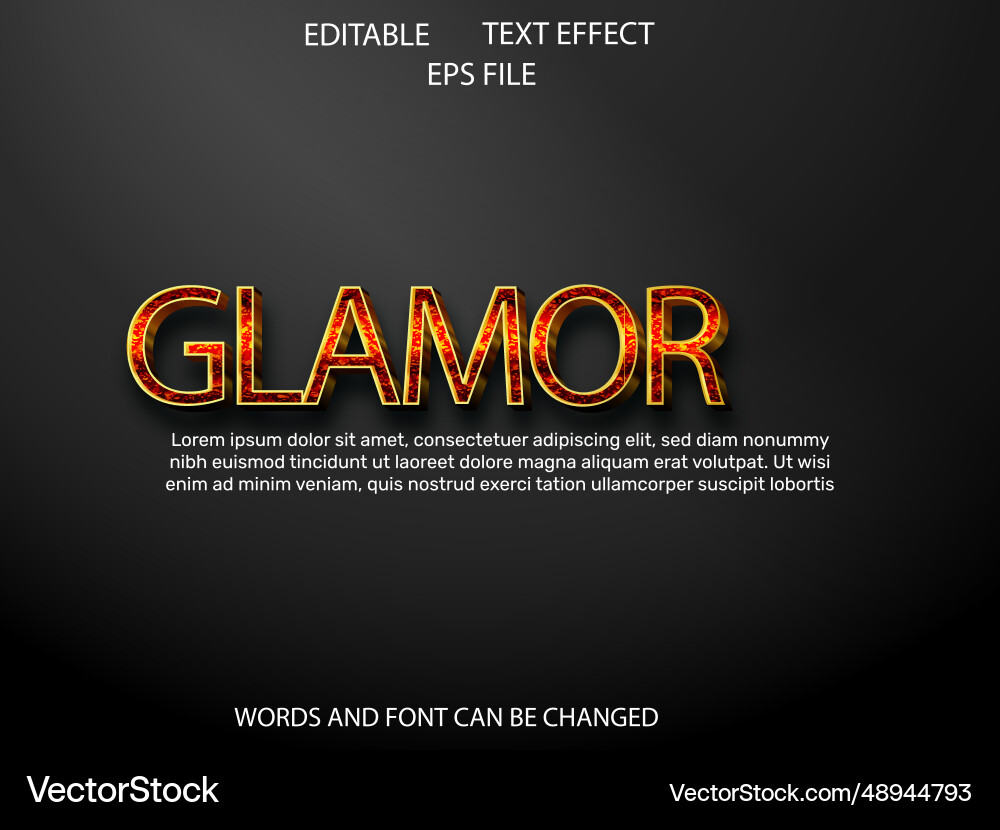 Glamour text effect 3d style fashion Royalty Free Vector