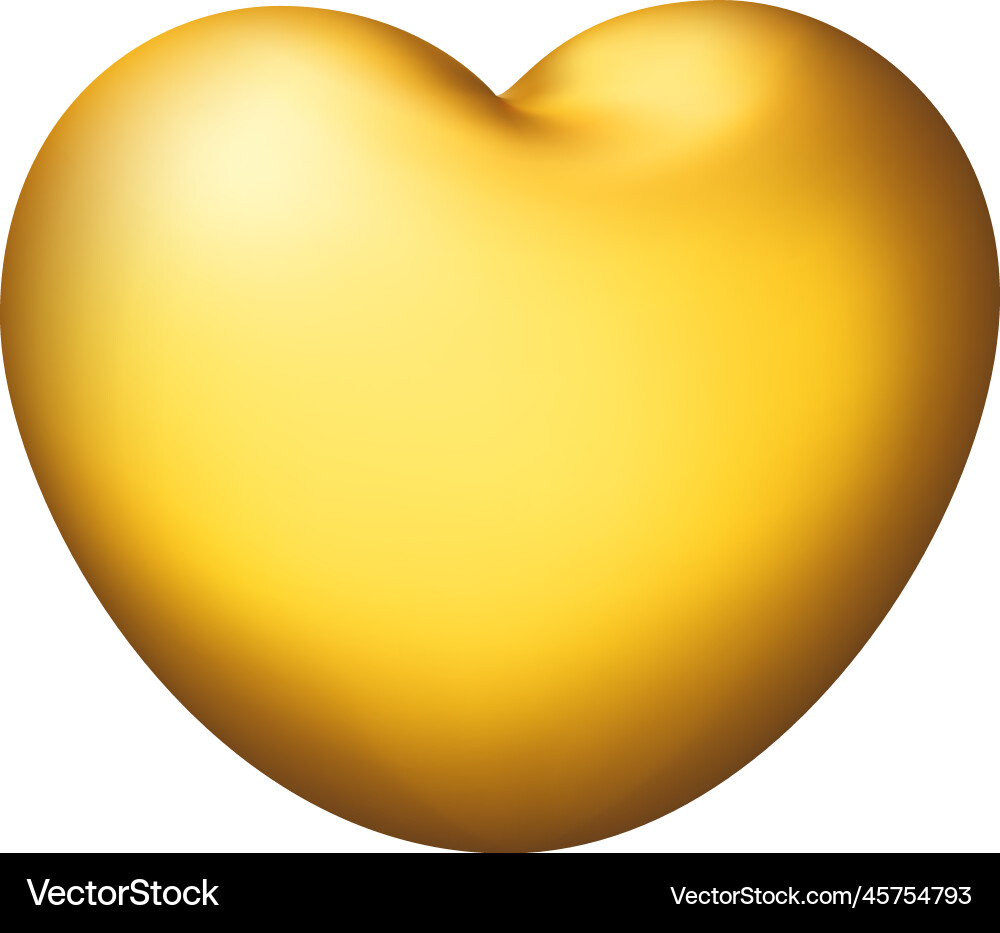 Golden 3d heart isolated on white background Vector Image