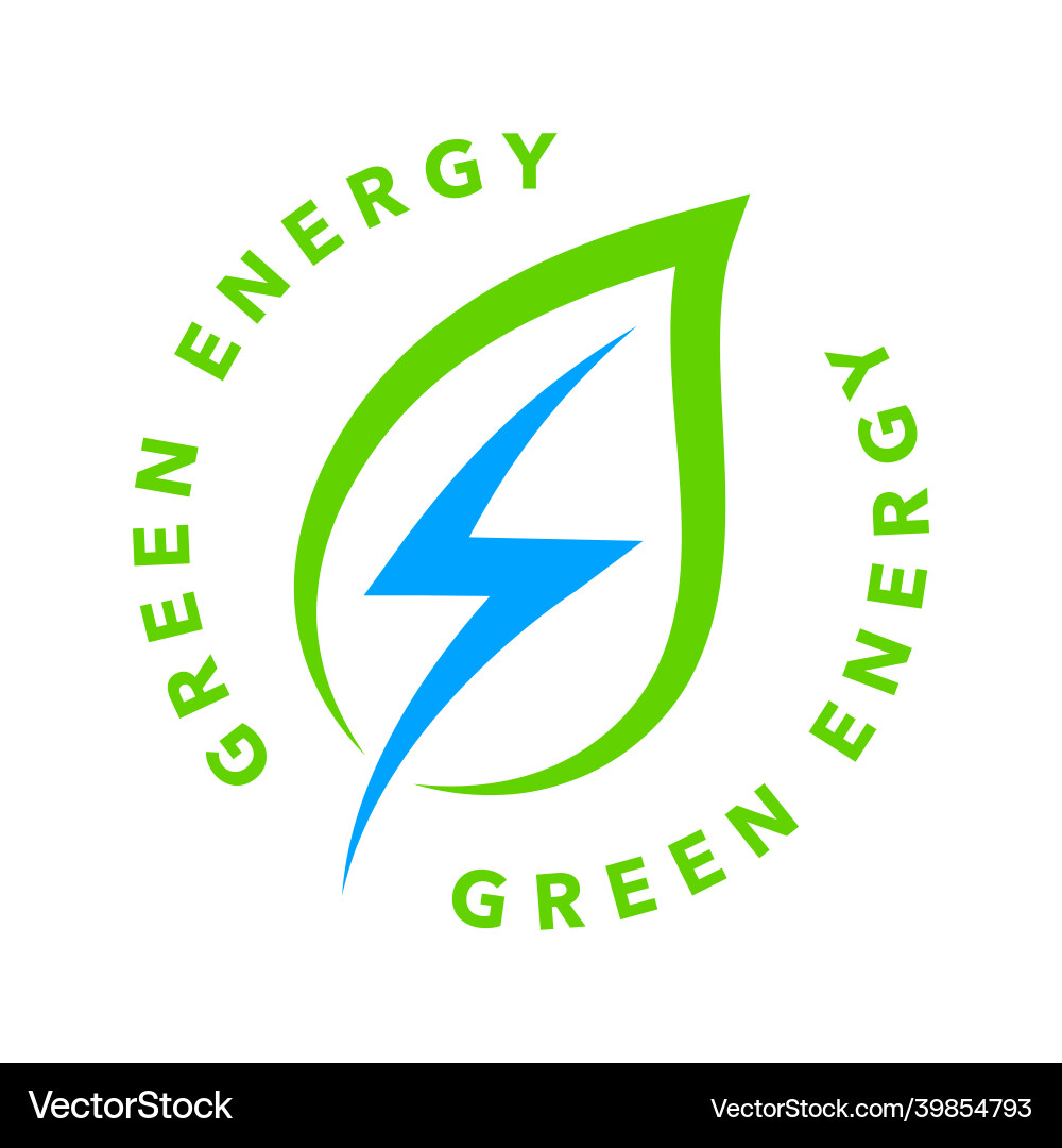 Green clean renewable energy icon Royalty Free Vector Image