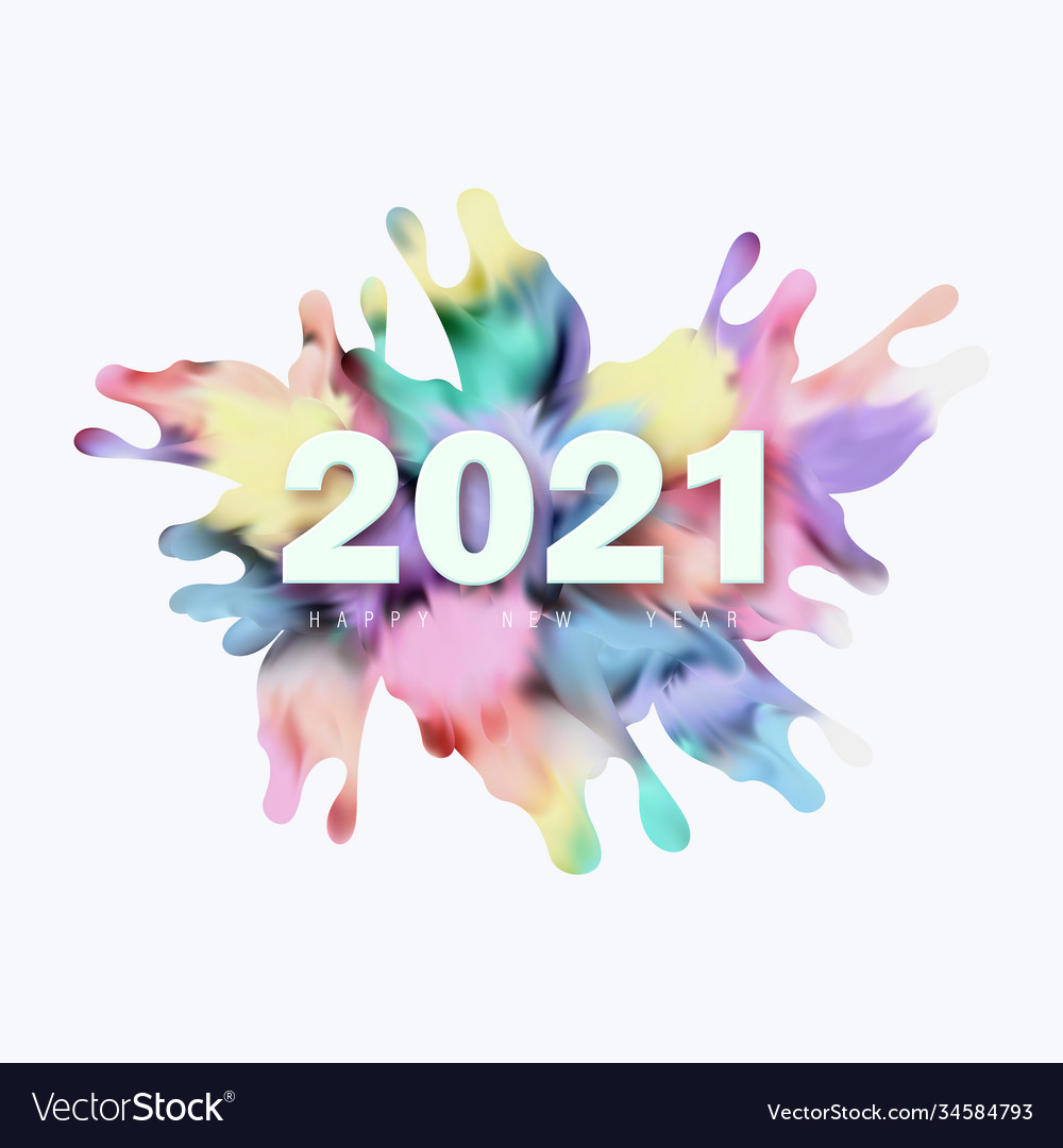 Happy new year number 2021 with colorful Vector Image