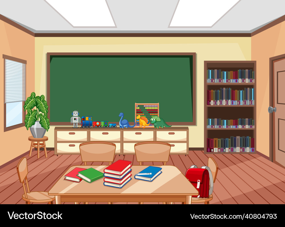 Interior of school classroom with chalkboard Vector Image