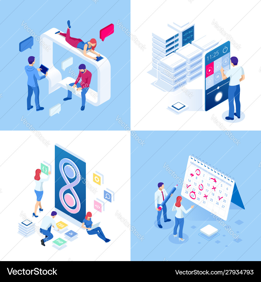 Isometric business concepts businessmen Royalty Free Vector