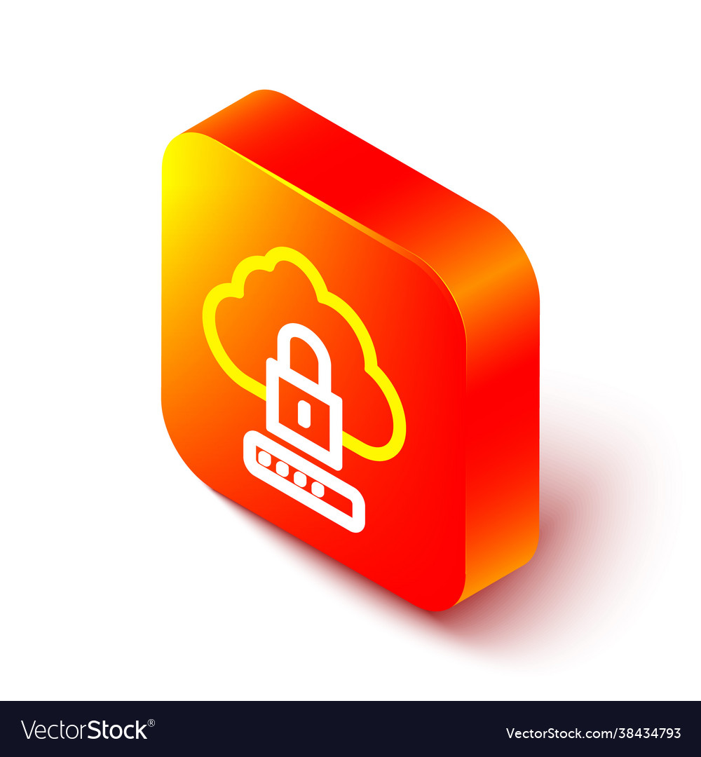 Isometric line cloud computing lock icon isolated Vector Image