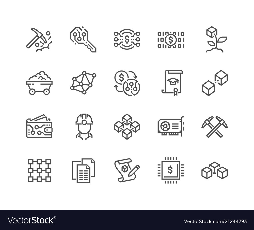 Line Blockchain Icons Royalty Free Vector Image