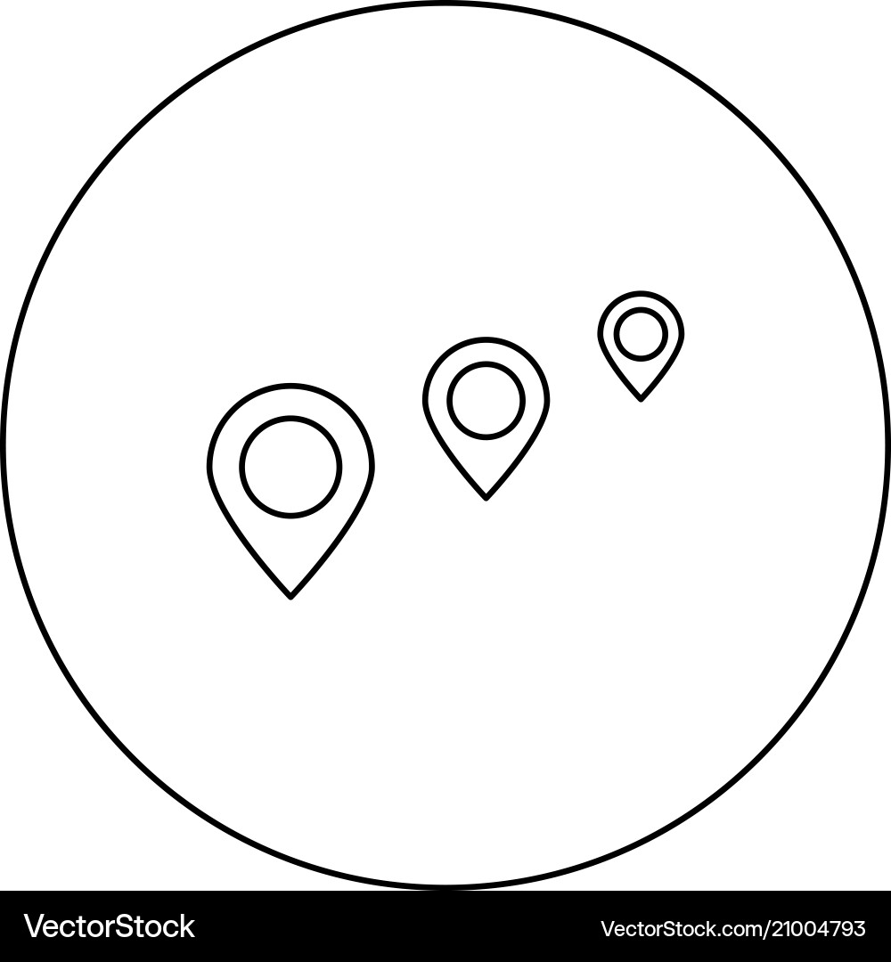 Location way black icon outline in circle image Vector Image