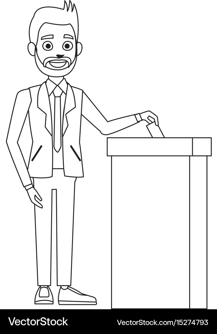 Man voting at ballot box democracy concept Vector Image