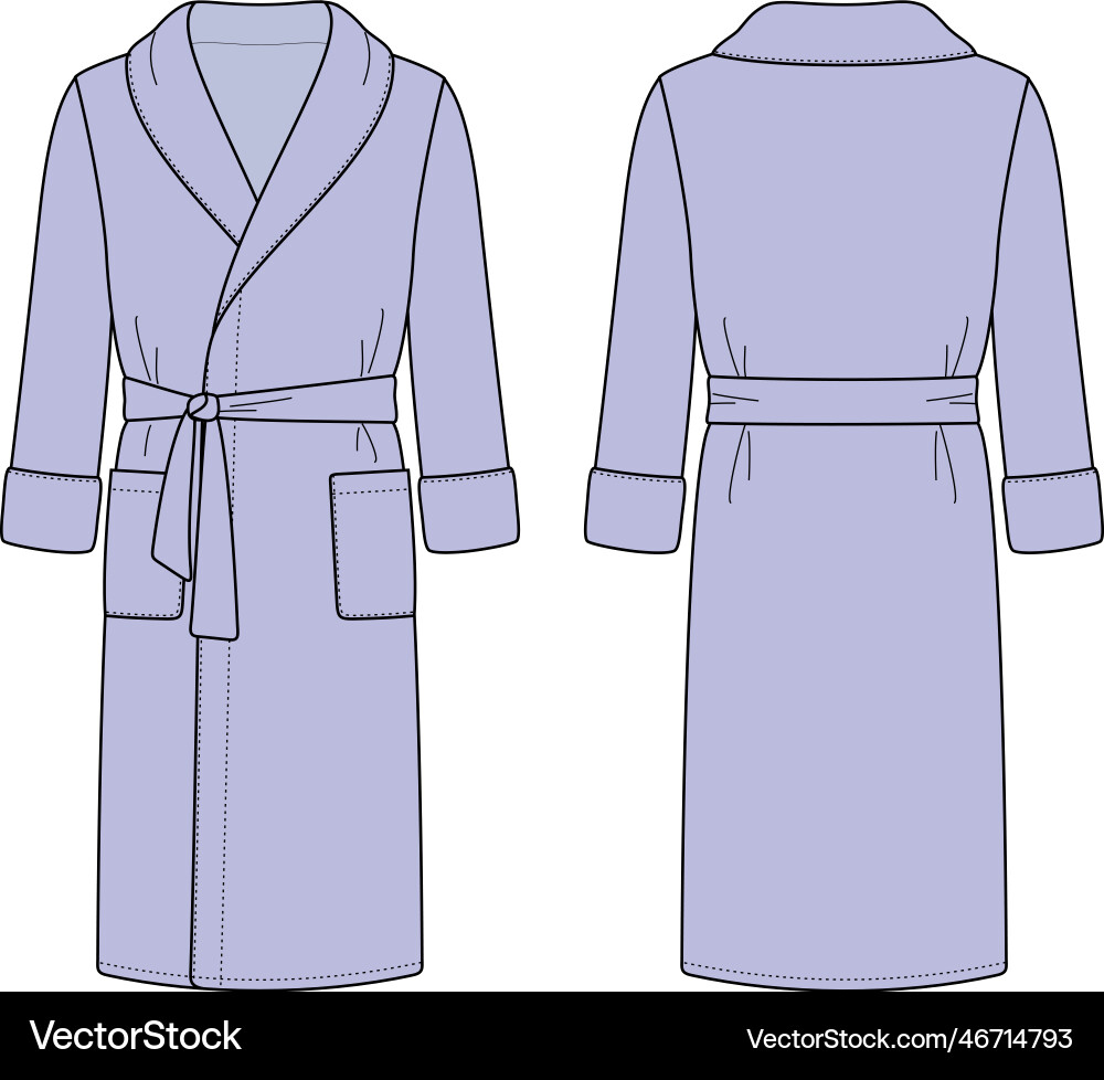 Mans bathrobe front and back fashion cad Vector Image