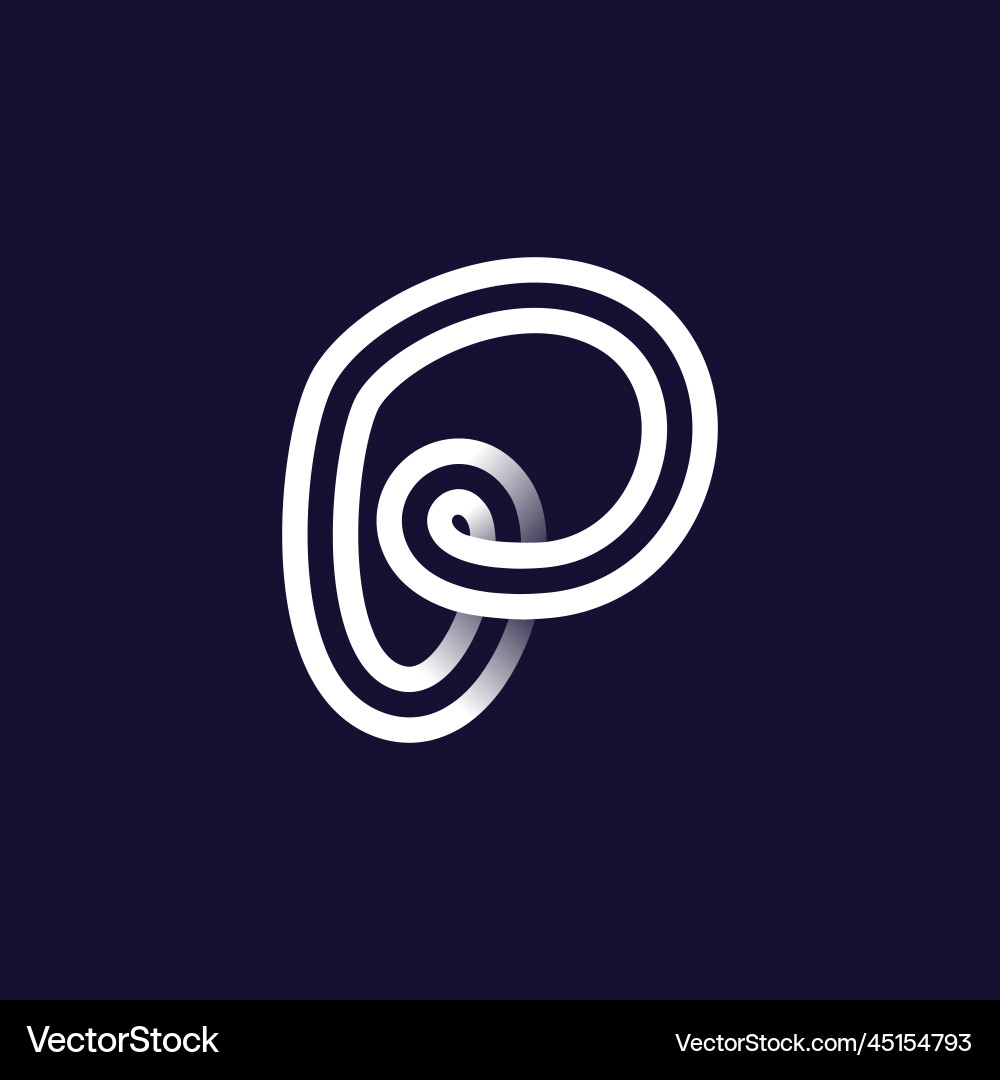 P letter logo made of two white parallel lines Vector Image