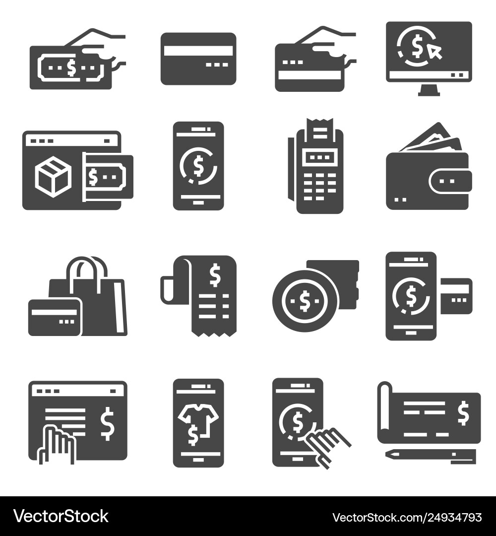 Payment icons set transaction credit card Vector Image