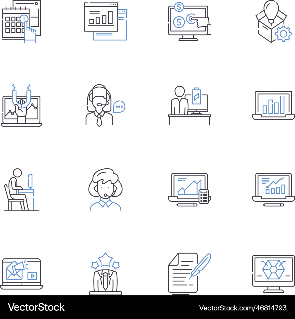 Technology and advancement line icons collection Vector Image