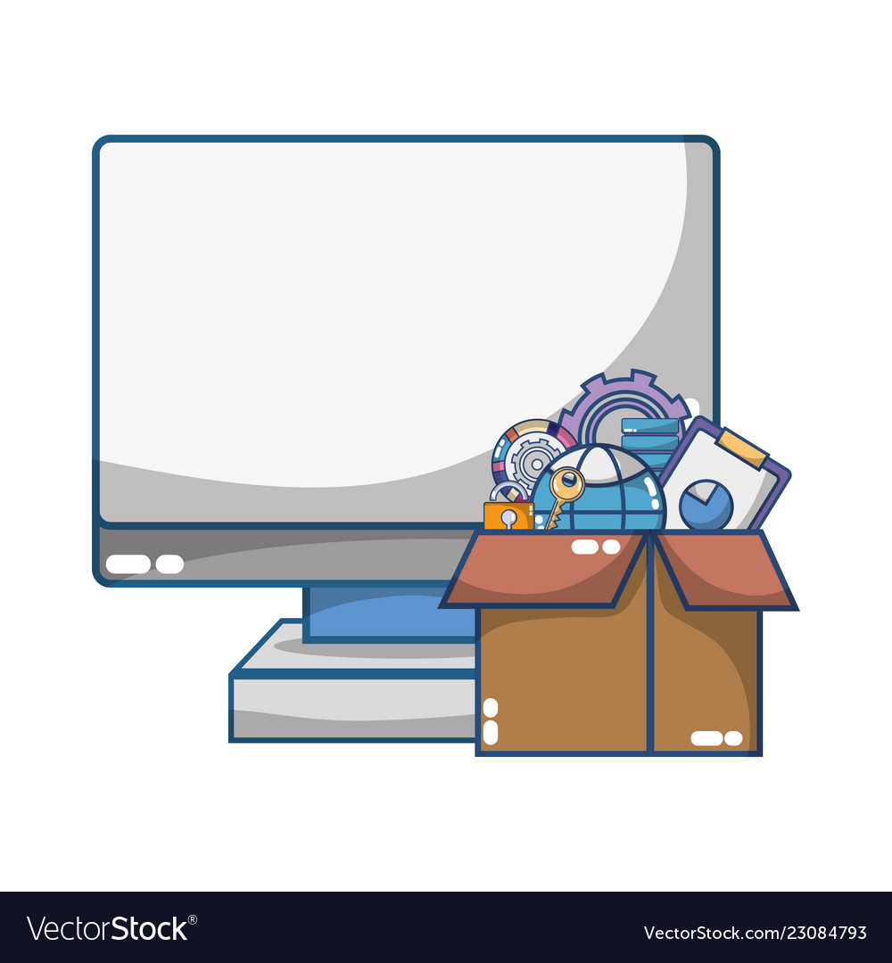 Technology computing support cartoon Royalty Free Vector