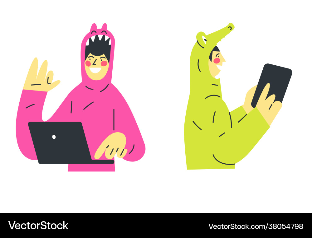 A man in funny suit online orders Royalty Free Vector Image