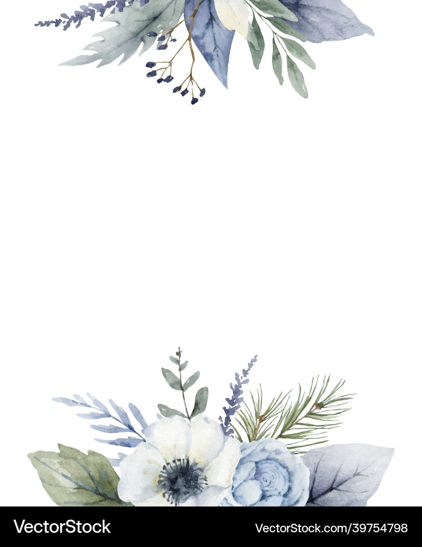 A watercolor winter frame with dusty blue Vector Image