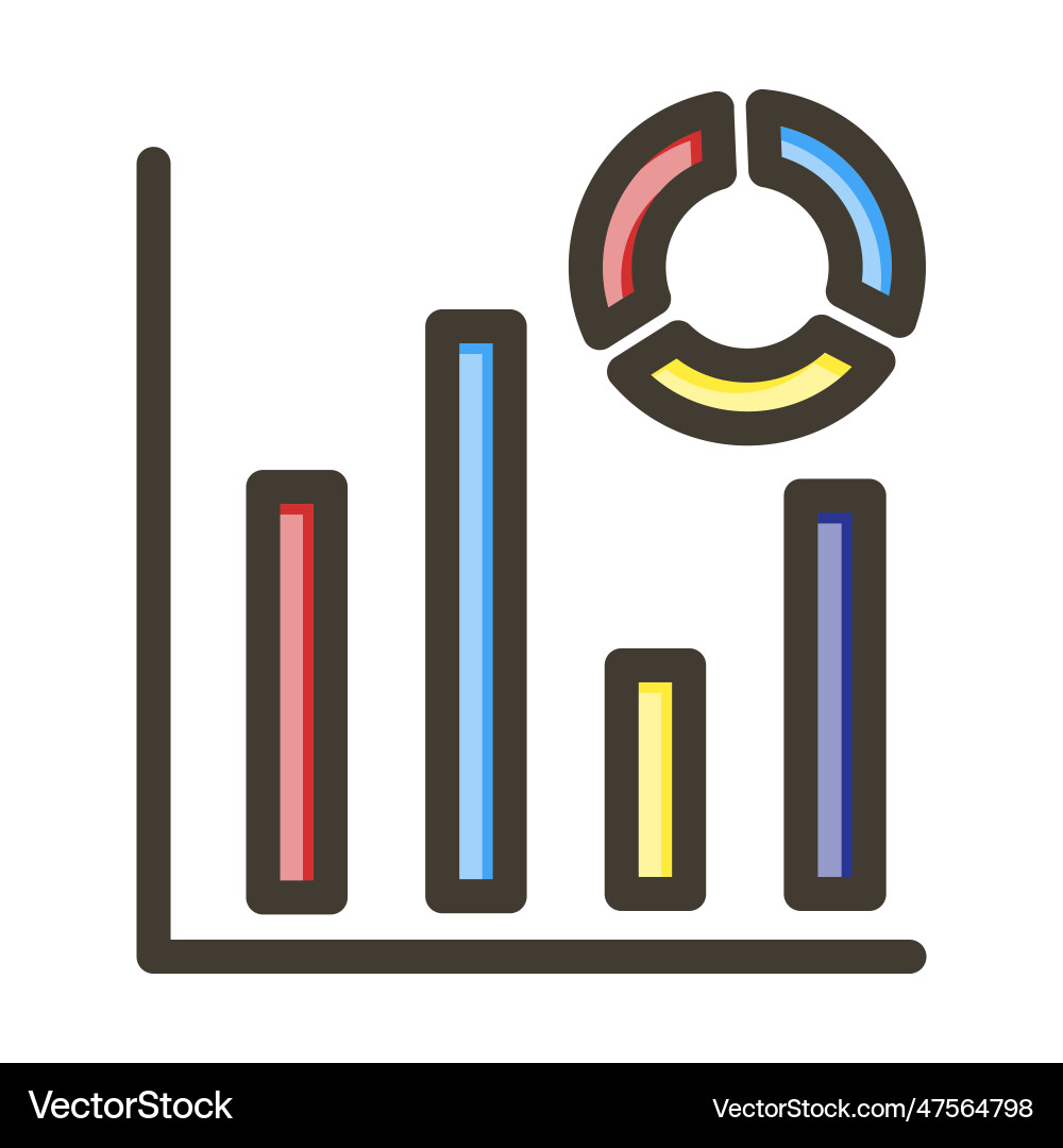 Bar chart thick line filled colors for personal Vector Image