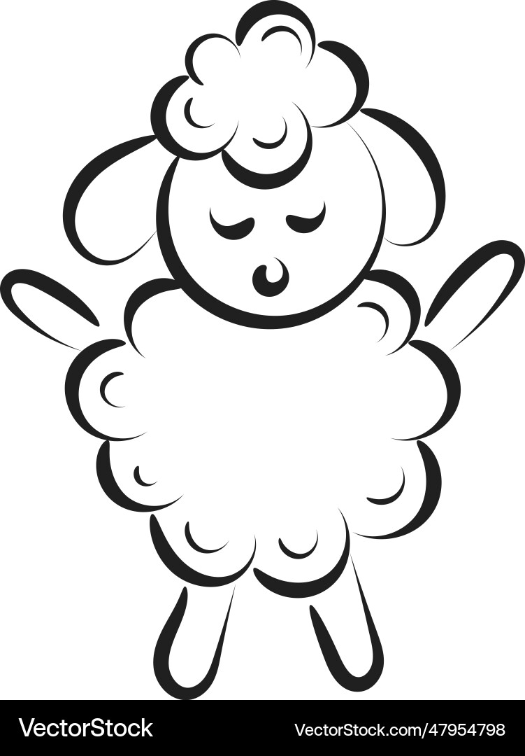 Beautiful cute sheep line art Royalty Free Vector Image