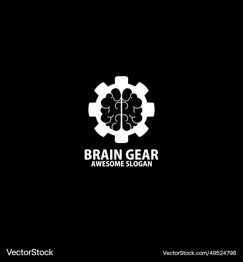 Brain with gear design logo business Royalty Free Vector