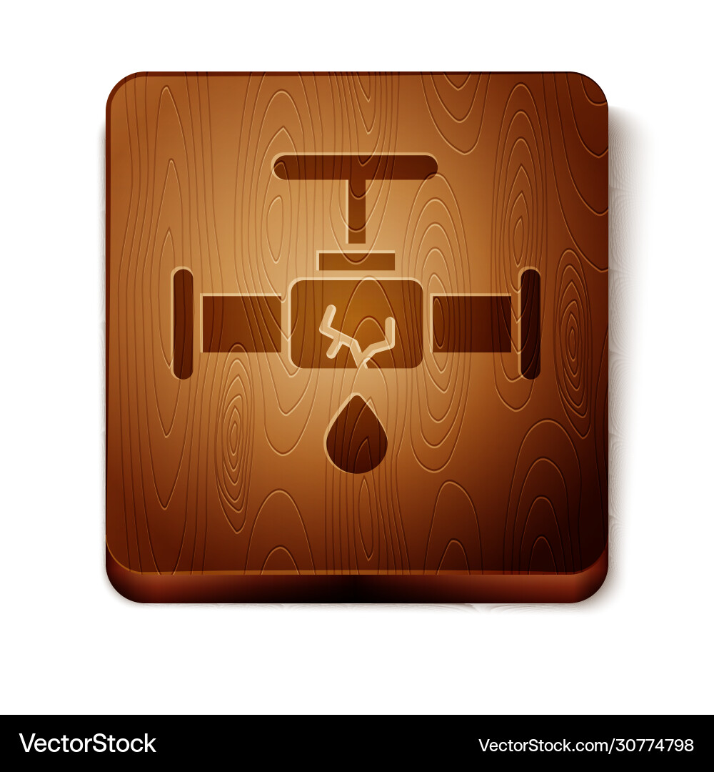 Brown broken metal pipe with leaking water icon Vector Image