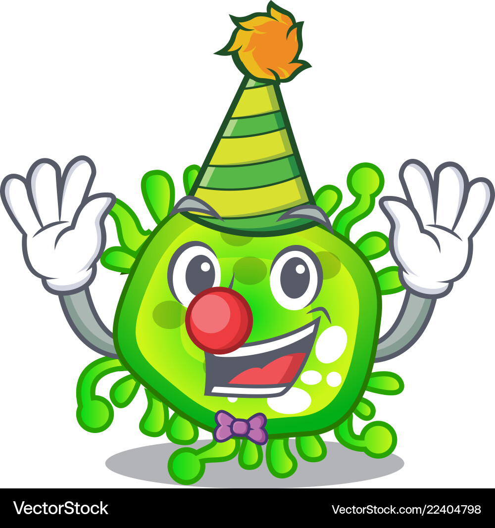 Clown virus cells bacteria microbe isolated mascot