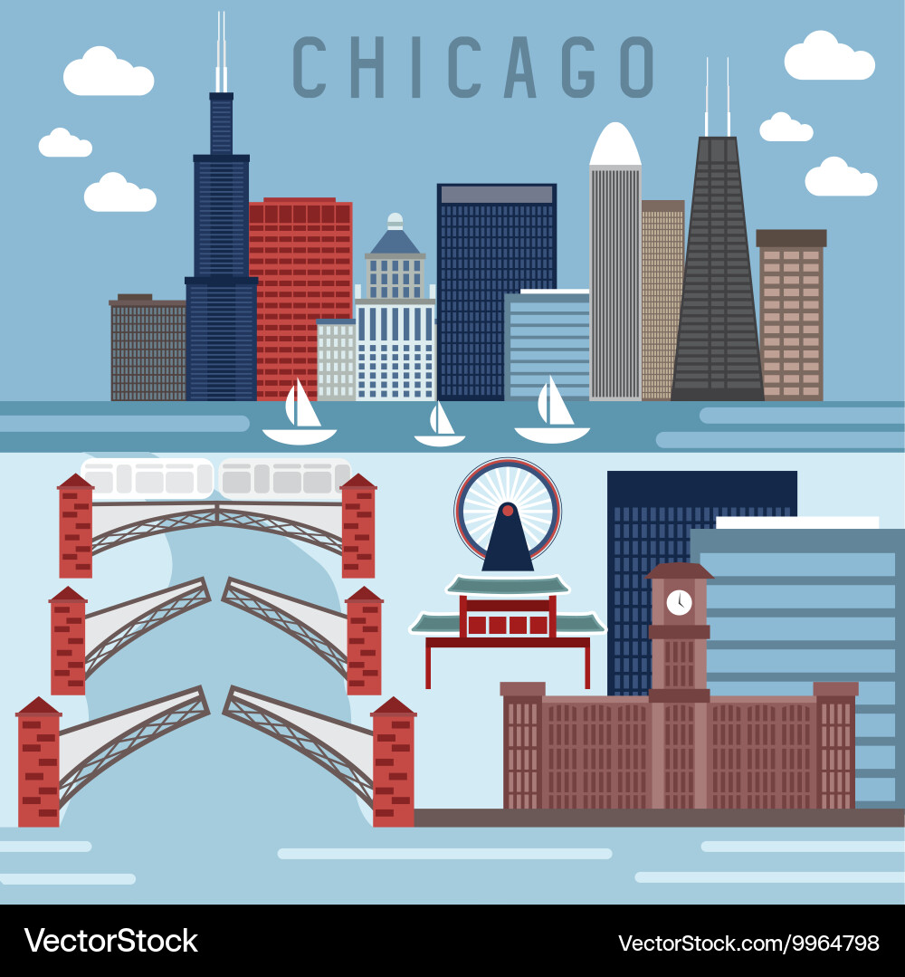 Flat design horizontal banners with landmarks of Vector Image