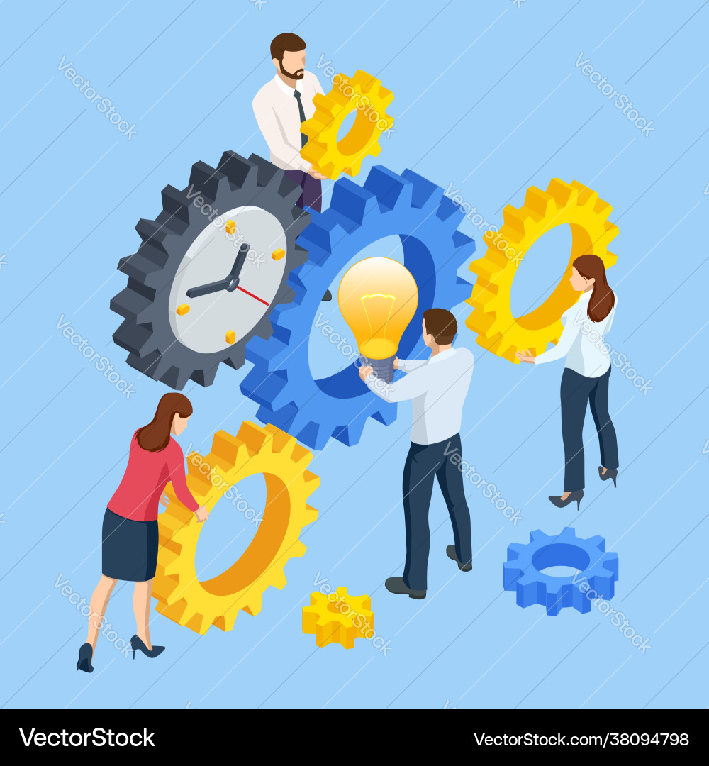 Isometric business process business team connect Vector Image
