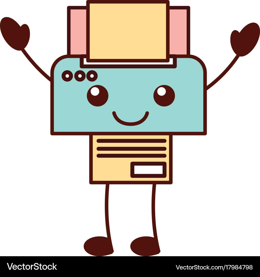 Kawaii printer device paper copy sheet cartoon Vector Image