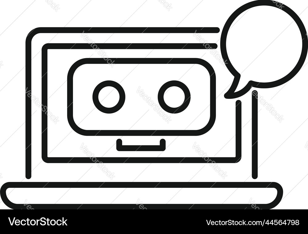 Laptop bot icon outline office service Royalty Free Vector