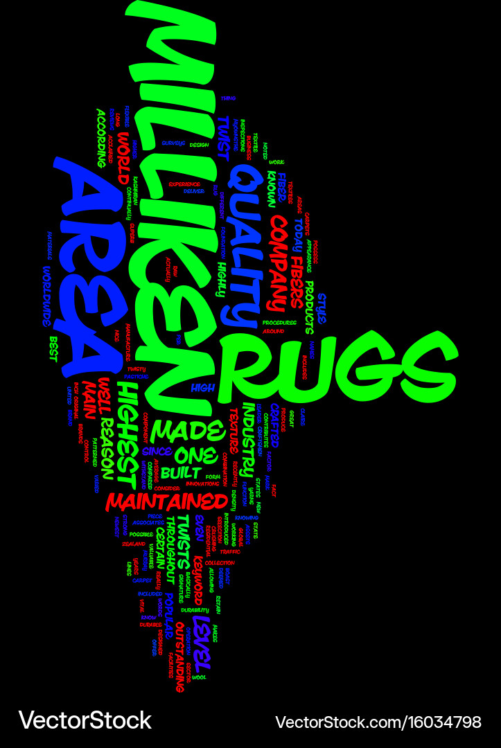 Milliken area rugs text background word cloud Vector Image