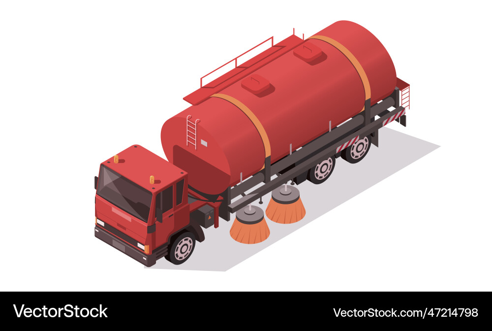 Red sweeper truck waste recycling and utilization Vector Image