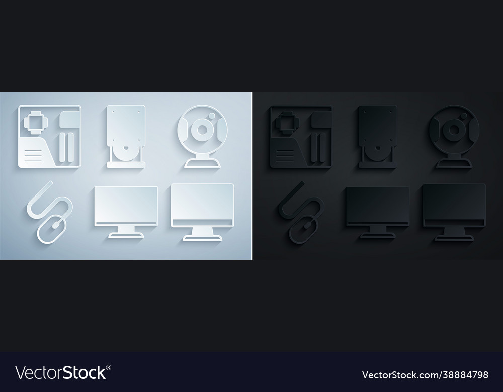 Set computer monitor screen web camera mouse Vector Image Set computer monitor screen web camera mouse Vector Image
