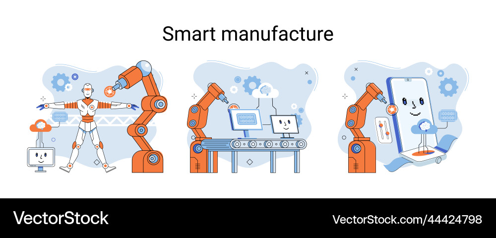 Smart manufacture metaphor with automated Vector Image