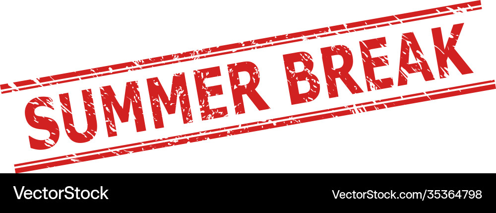 Summer break seal with distress style and double Vector Image