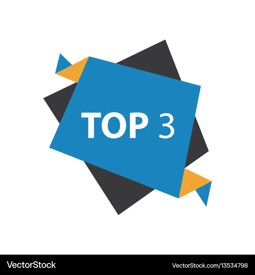 Top3 text in label blue yellow black Royalty Free Vector