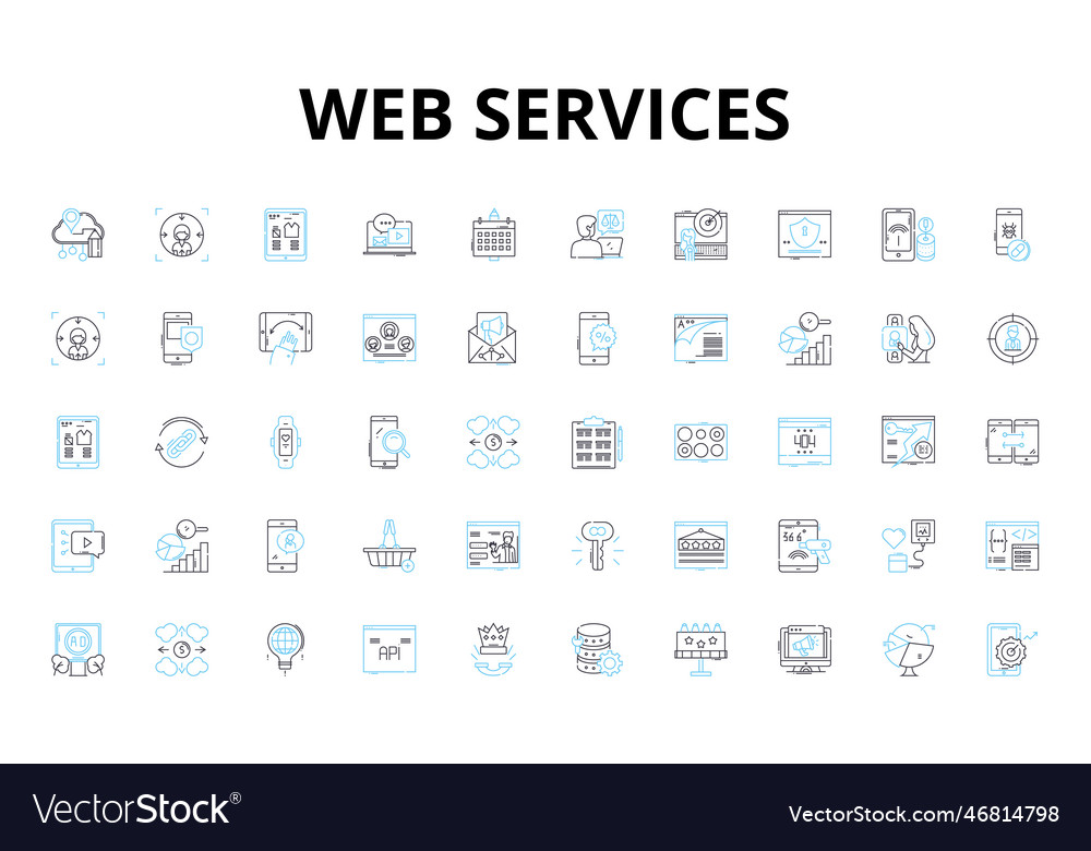 Web services linear icons set integration Vector Image Web services linear icons set integration Vector Image