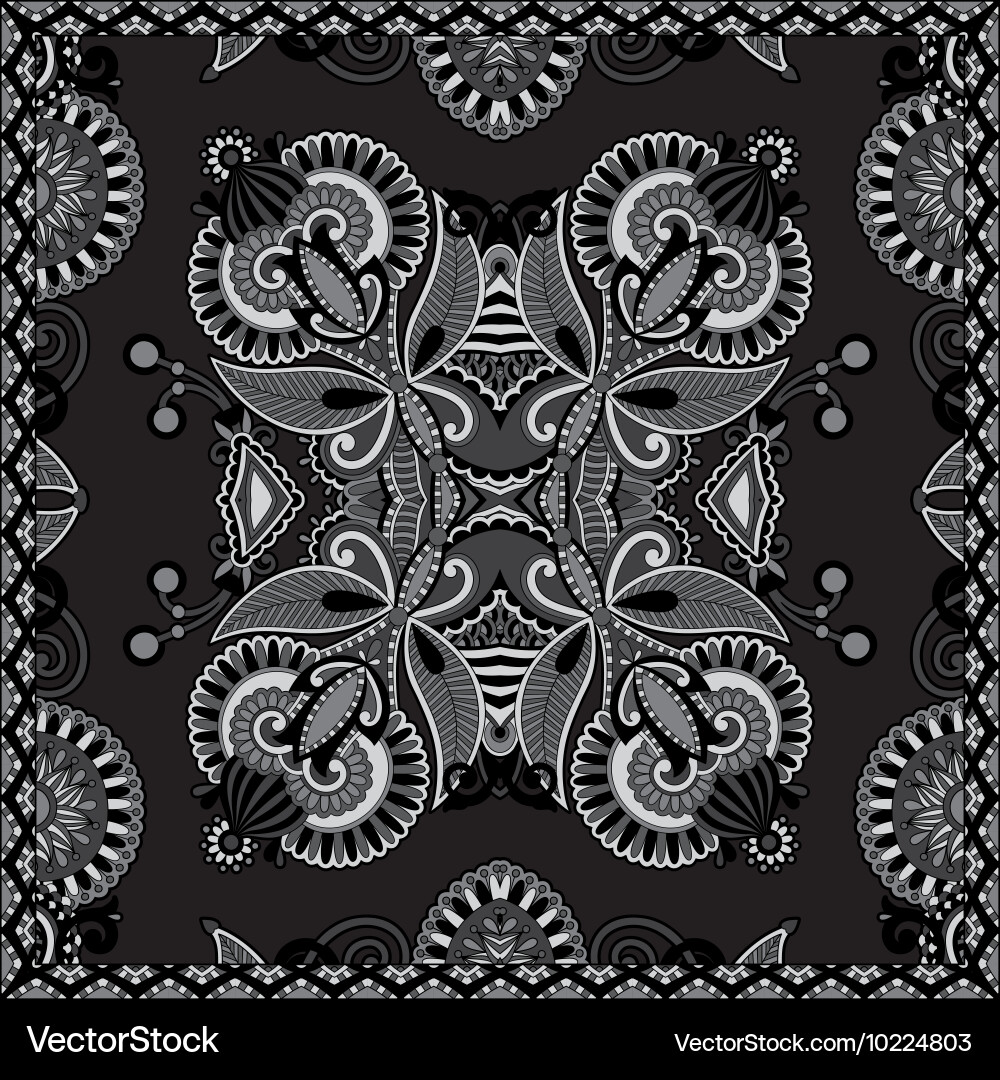 Black and white authentic silk neck scarf Vector Image