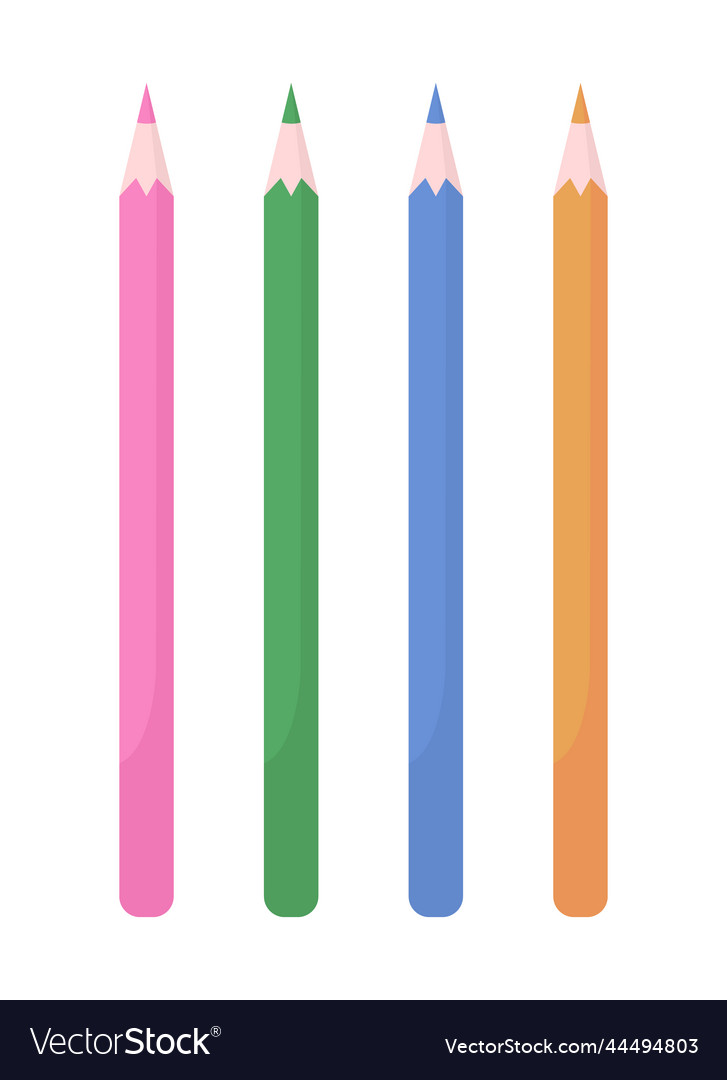 Crayons semi flat color objects set Royalty Free Vector