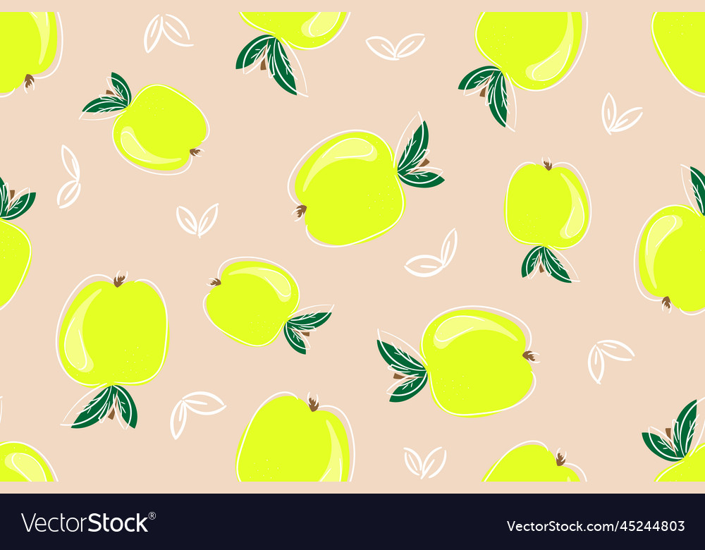 Green Apple Pattern Seamless Decorative Royalty Free Vector