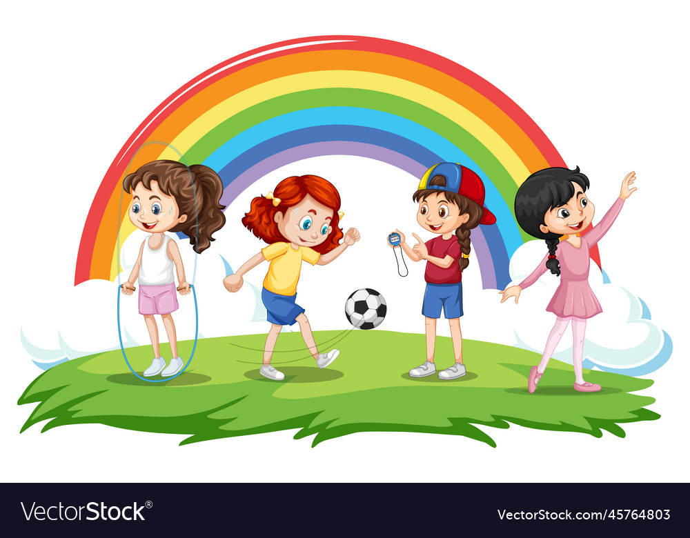 Happy children playing different sports Royalty Free Vector