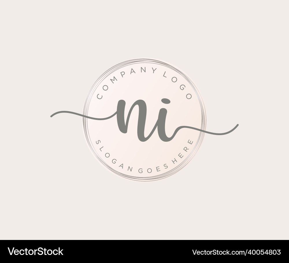 Initial ni feminine logo usable for nature salon Vector Image