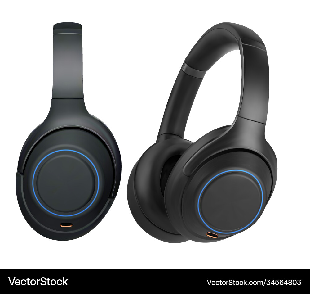 Realistic stereo headset wireless music equipment Vector Image